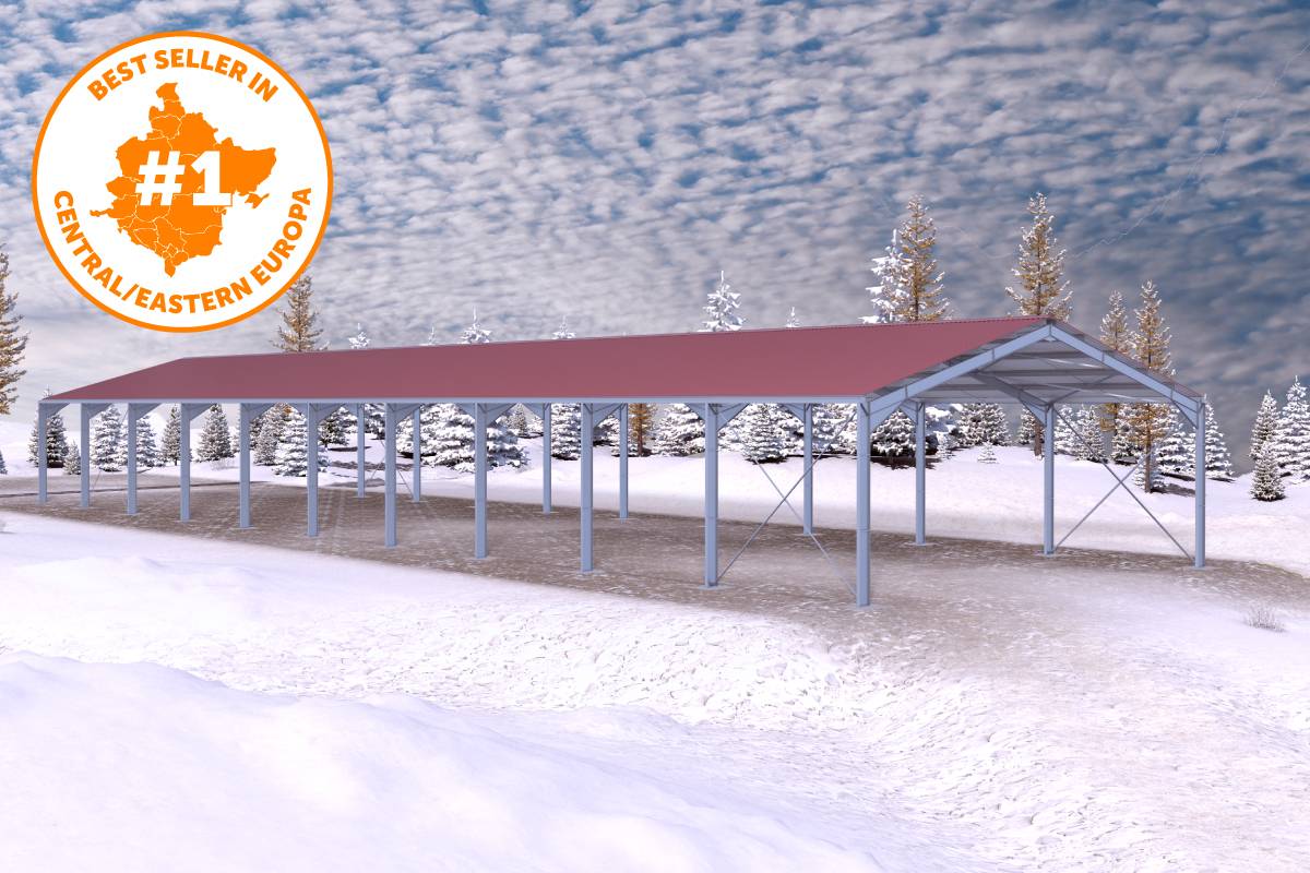 Galvanized reinforced building 1030m² for heavy snow load