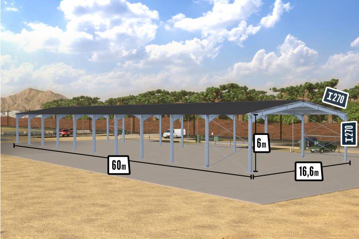 Galvanized kit building 1000m² | easysteelsheds.com